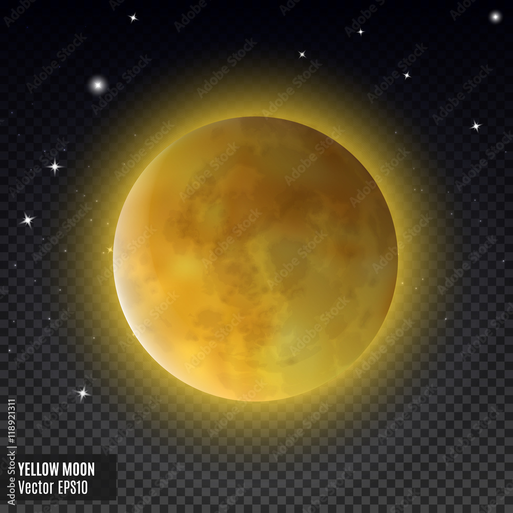 Realistic detailed full blue moon isolated on transparent background ...