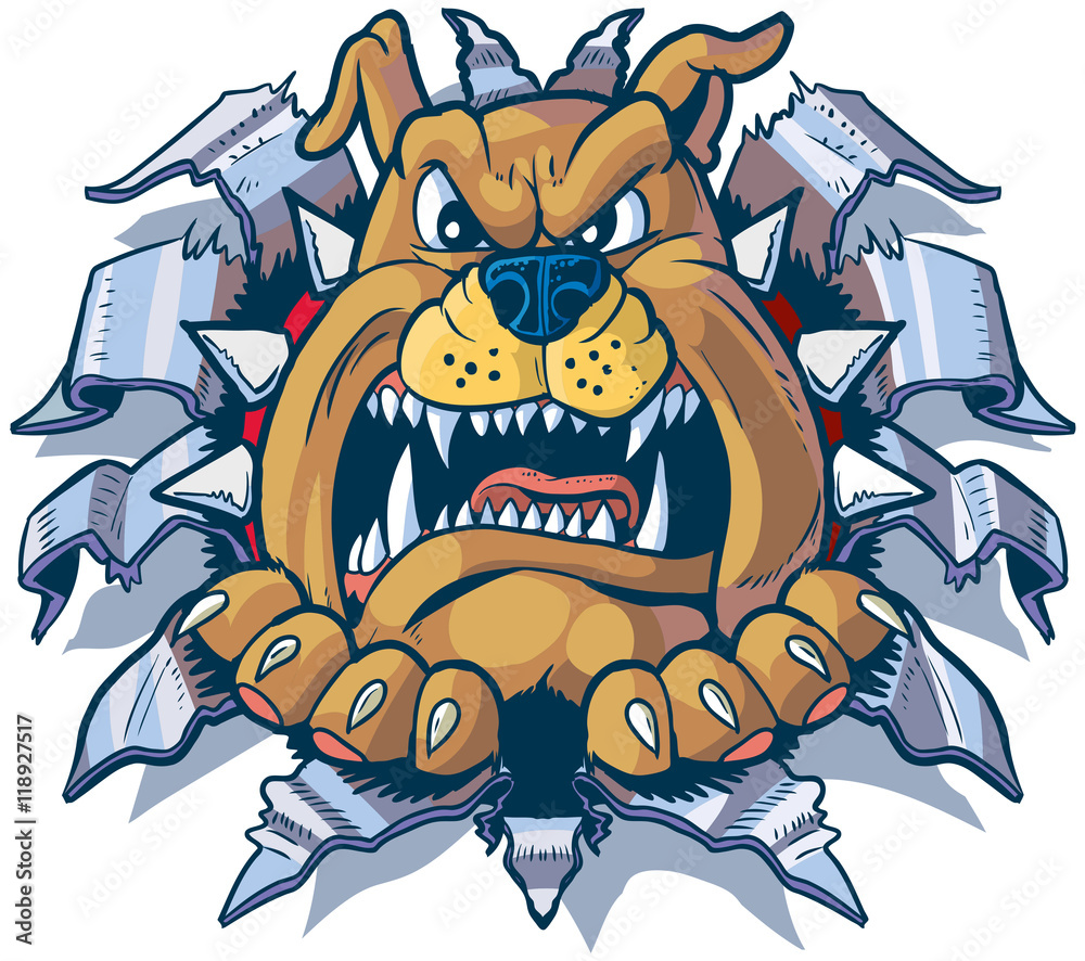 Bulldog Ripping out of Metal Background Vector Cartoon Stock Vector ...