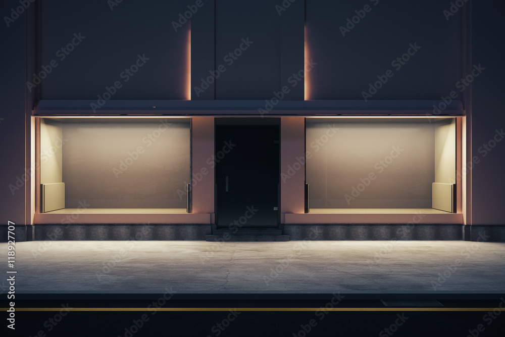 Empty storefront at nighttime Stock-Foto | Adobe Stock