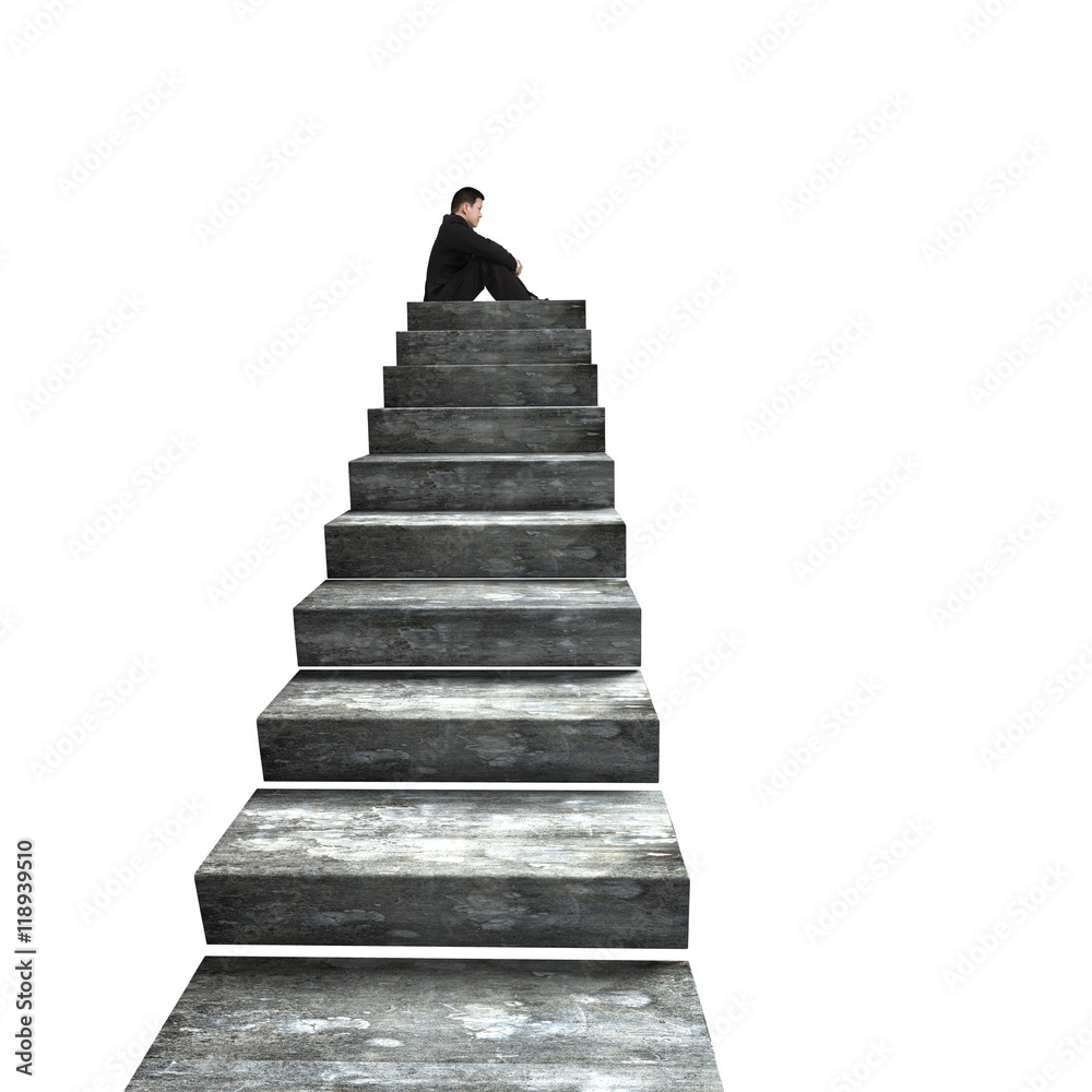 Side view of man sitting on top of concrete stairs Stock Photo | Adobe ...