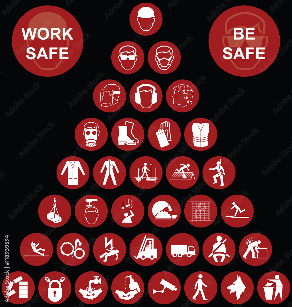 Red pyramid Health and Safety Icon collection vector de Stock | Adobe Stock