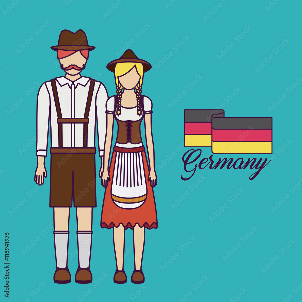 man woman german germany cartoon avatar cloth traditional oktoberfest ...