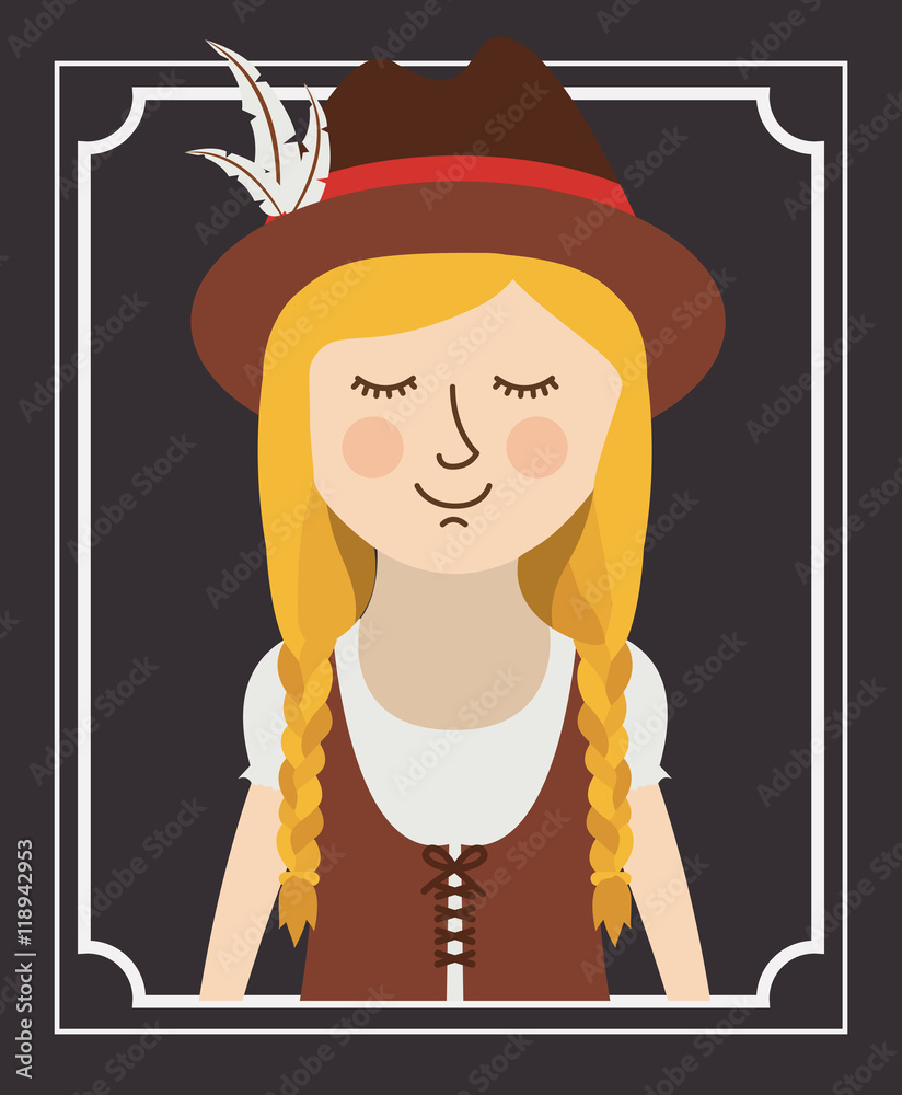 Vecteur Stock woman german germany cartoon avatar cloth traditional ...