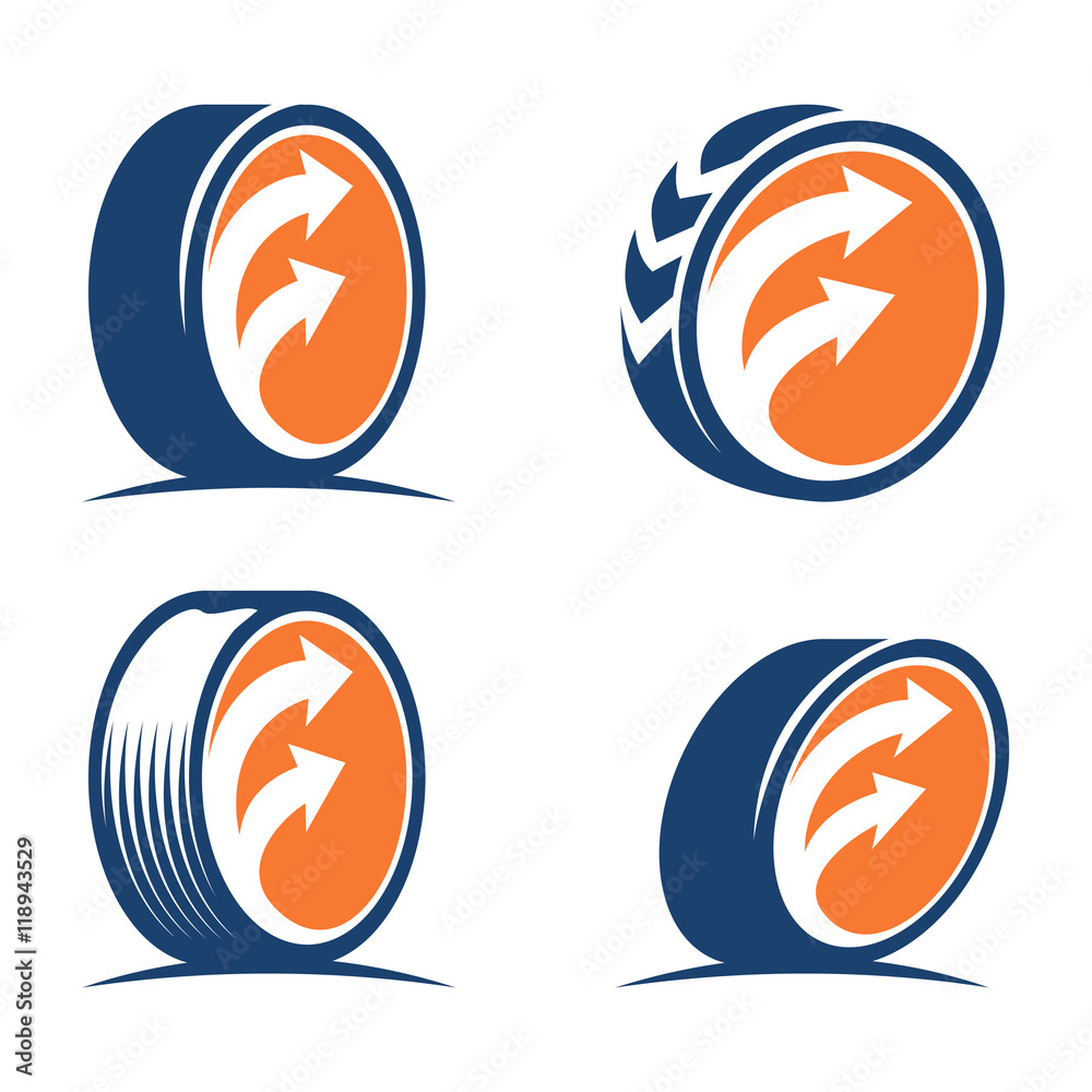 F Letter Arrow Tire Wheel Logo Set Stock Vector | Adobe Stock