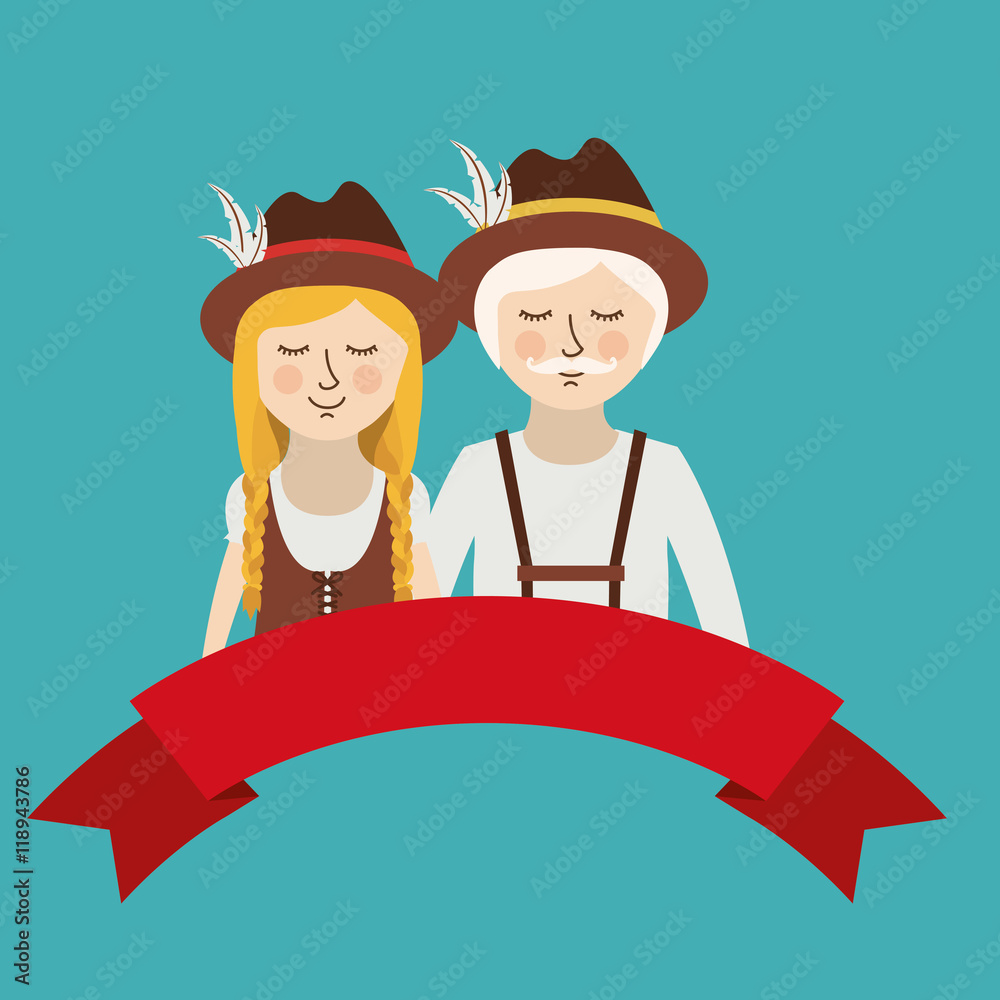 man woman ribbon german germany cartoon avatar cloth traditional ...