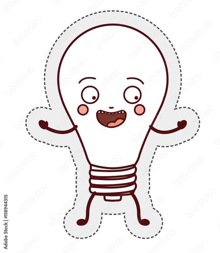 light bulb cartoon face power energy icon. Colorful and Flat design ...