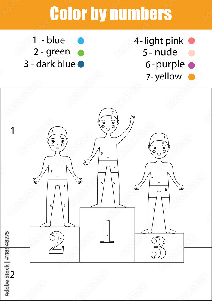 Coloring page with boys sport team. Color by numbers Stock Vector ...