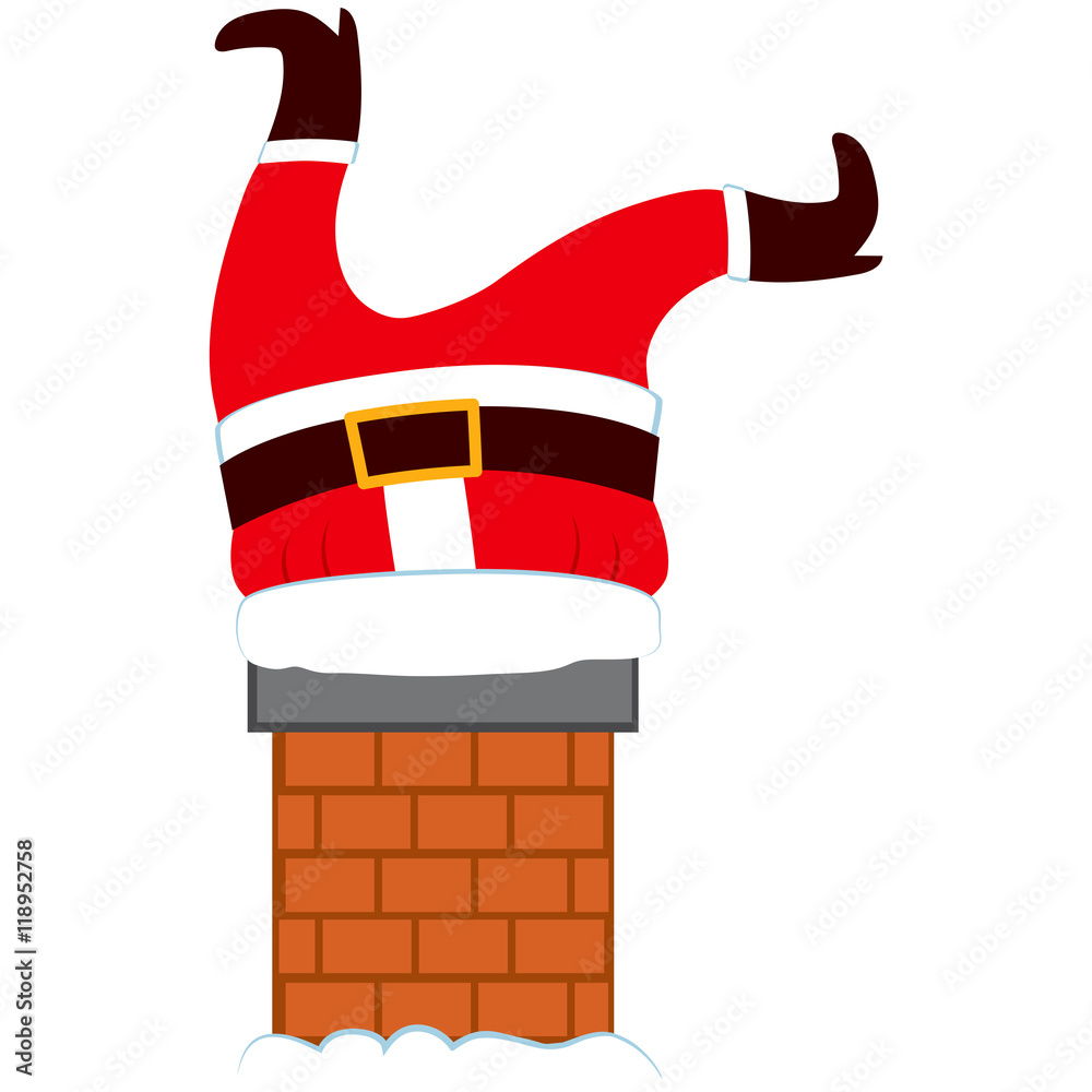 Illustration of fat Santa Claus legs stuck trying to enter into house ...