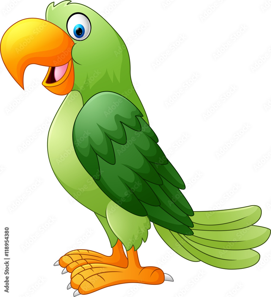 Cartoon funny parrot Stock Vector | Adobe Stock