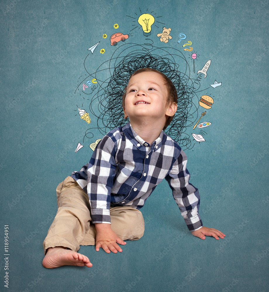 Little boy thinking Stock Photo | Adobe Stock