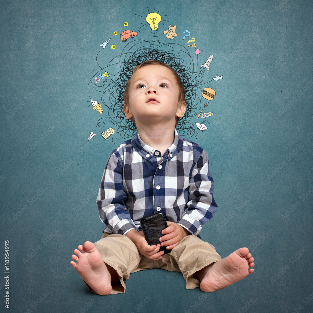 Little boy thinking Stock Photo | Adobe Stock