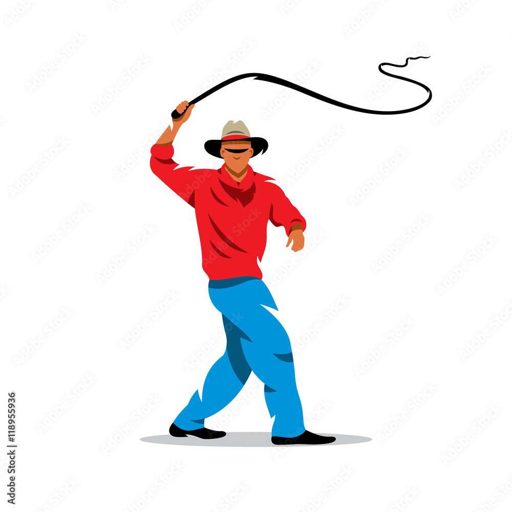 Vector Man with whip Cartoon Illustration. Stock-Vektorgrafik | Adobe Stock