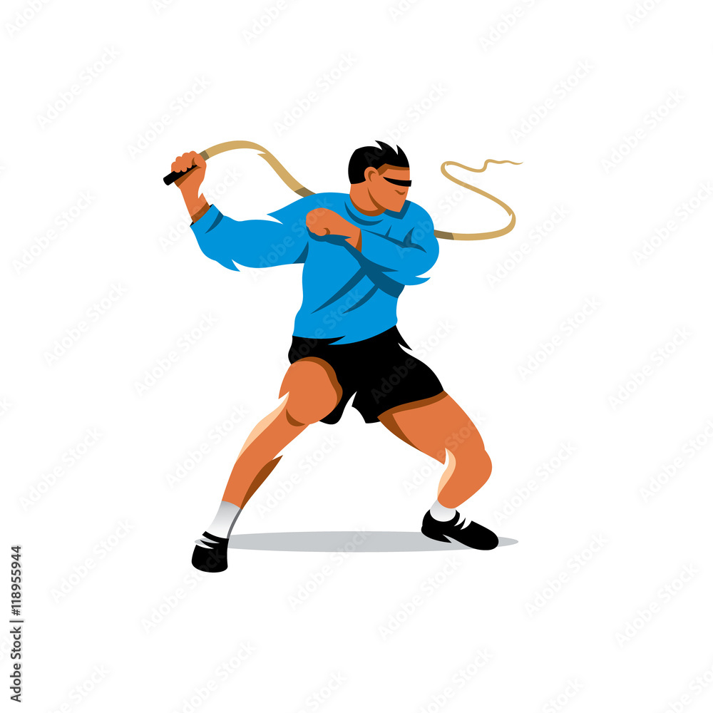 Vector Man with whip Cartoon Illustration. Stock Vector | Adobe Stock