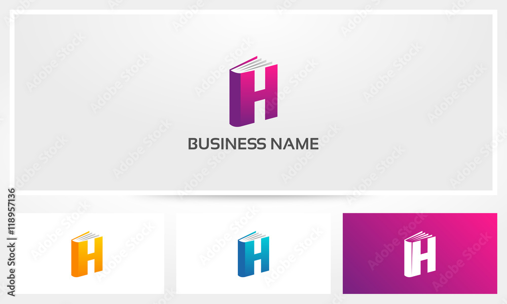 Letter H Book Cover Pages Logo Stock Vector | Adobe Stock