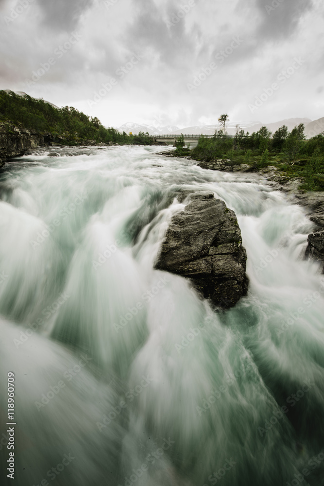 Jotunheimen National Park of Norway. Waterfall on Sjoa river Stock ...