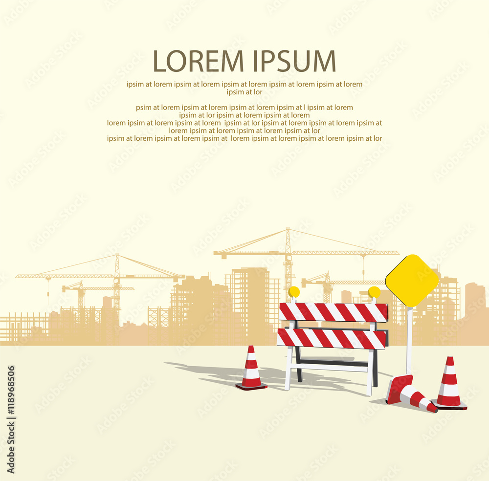 traffic signs at road construction Stock Vector | Adobe Stock