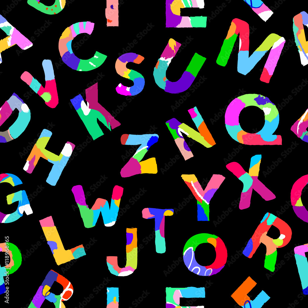 Colorful font seamless pattern. Vector illustration. Backdrop ...