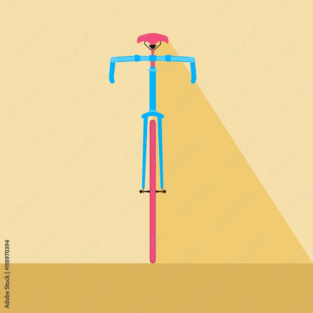 Bicycle front view. Flat design style bicycle. Cartoon Vector ...