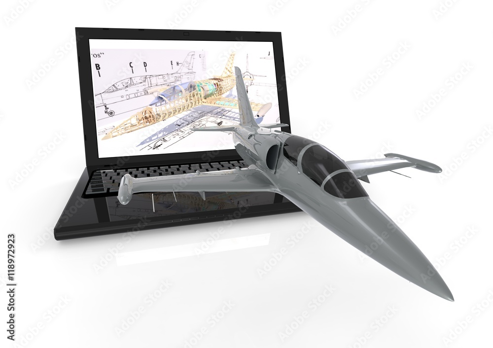 Aeronautical engineering/ 3D render image representing aeronautical ...
