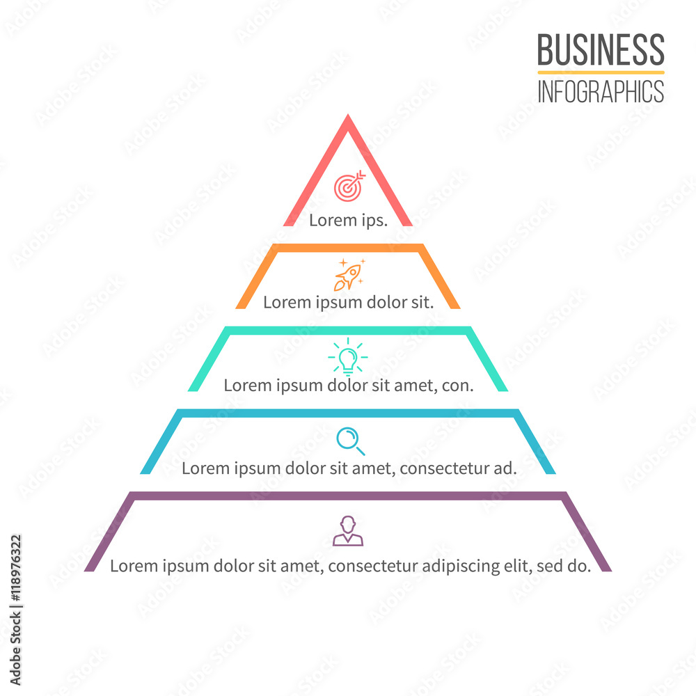 Pyramid, triangle with 5 steps, levels. Stock Vector | Adobe Stock