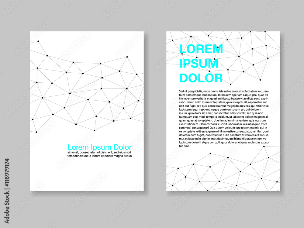 design template, set of two a4 pages with geomentric abstract modern ...
