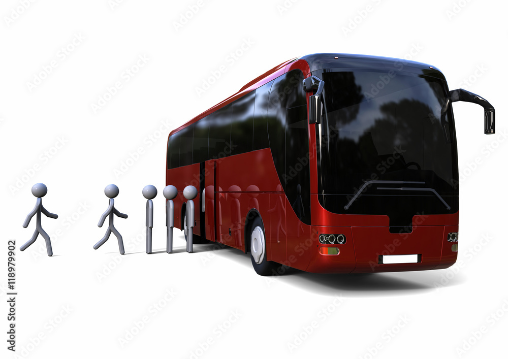 Loading Bus / 3D render image representing a bus queue Stock ...