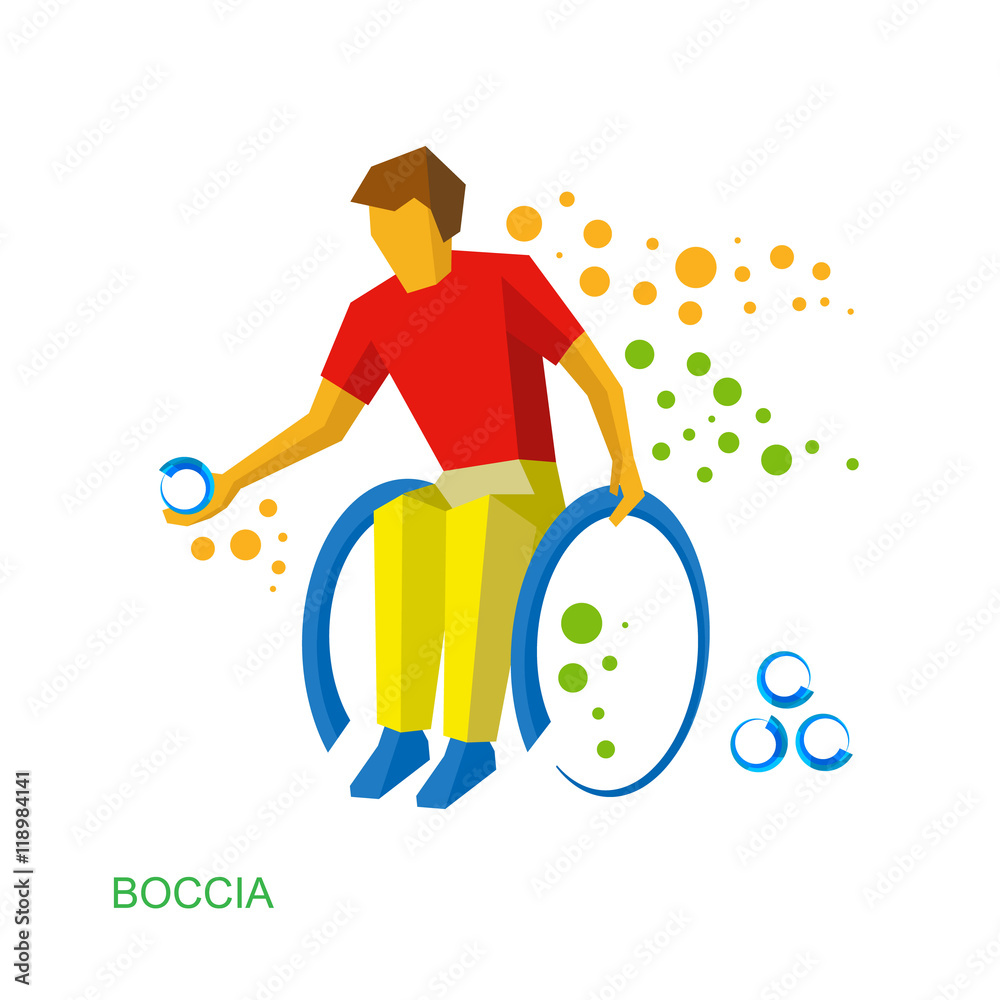 Physically disabled boccia player. Flat sport icon. Stock 벡터 | Adobe Stock