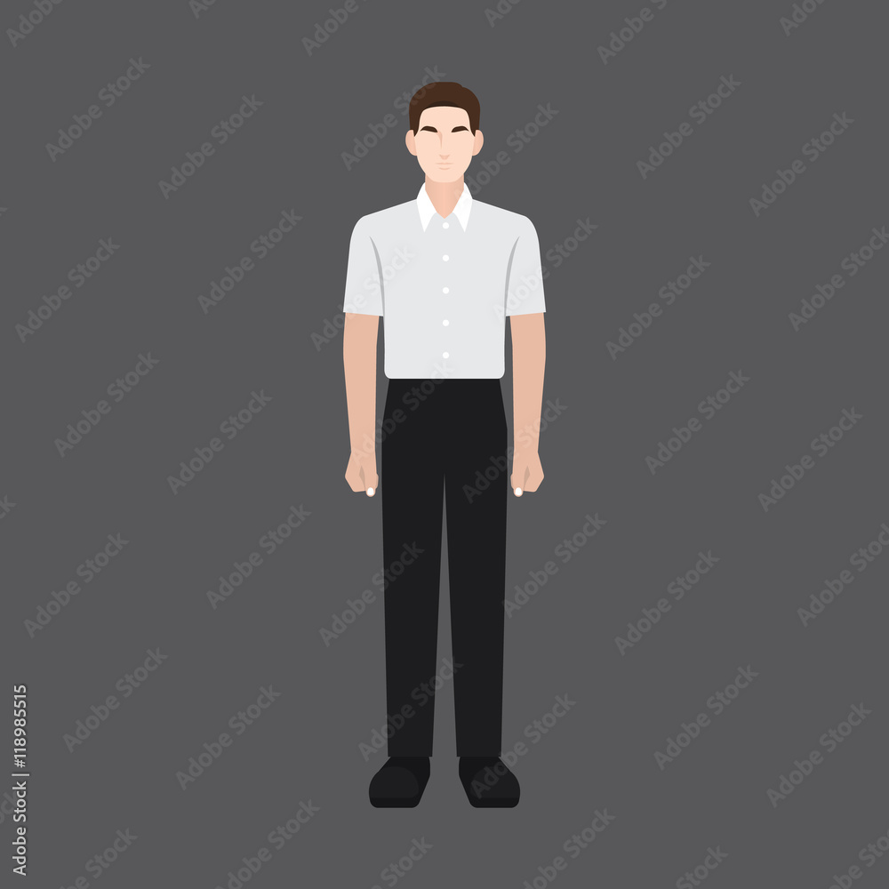 A male avatar of professions people. Front view. Full body. Flat style ...