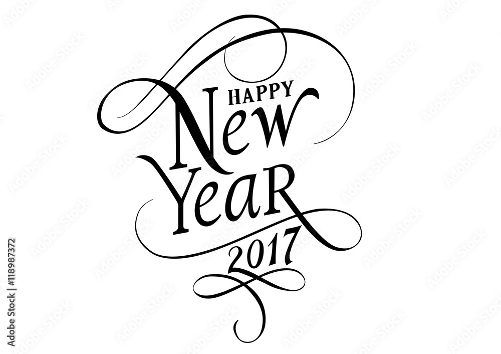 Happy New Year 2017 Lettering Stock Vector | Adobe Stock