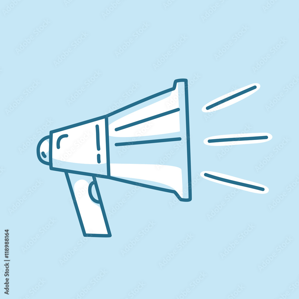 Line icon loud megaphone, marketing promotion, sharing announcement ...