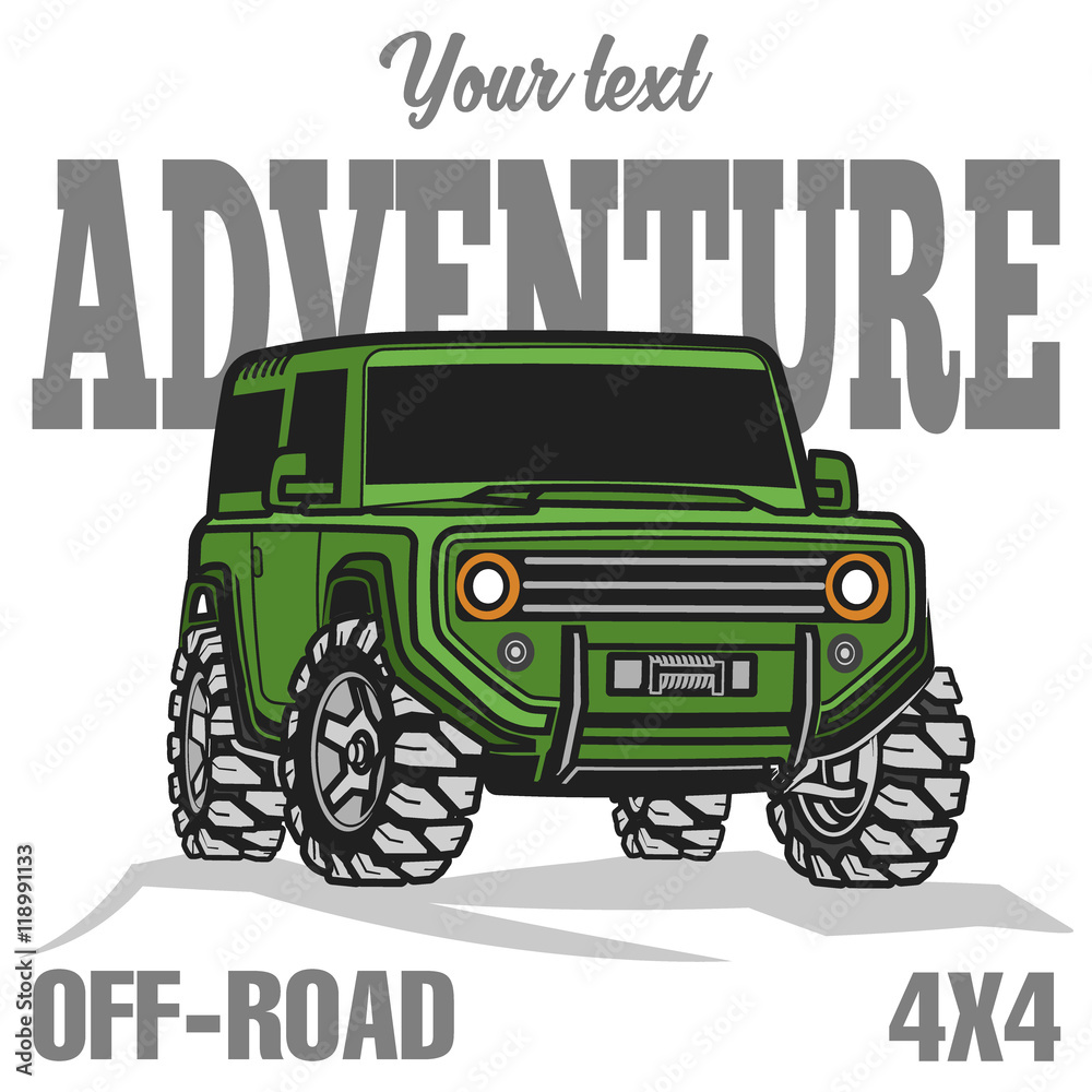 car off-road 4x4 suv trophy truck poster colored Stock Vector | Adobe Stock