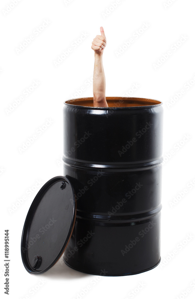 thumbs up from the barrel isolated on white background. male hand ...