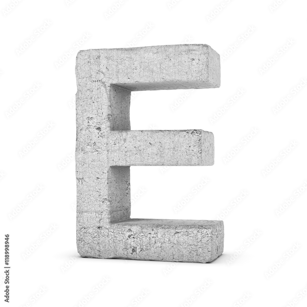 Concrete letter E isolated on white background Stock Illustration ...