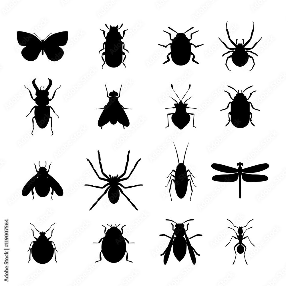 Insect icon black silhouette icons Stock Vector | Adobe Stock
