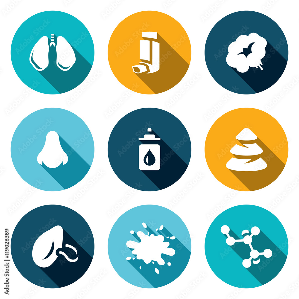 Vector Set of Respiratory Disease Icons. Lungs, Asthma, Smoking ...