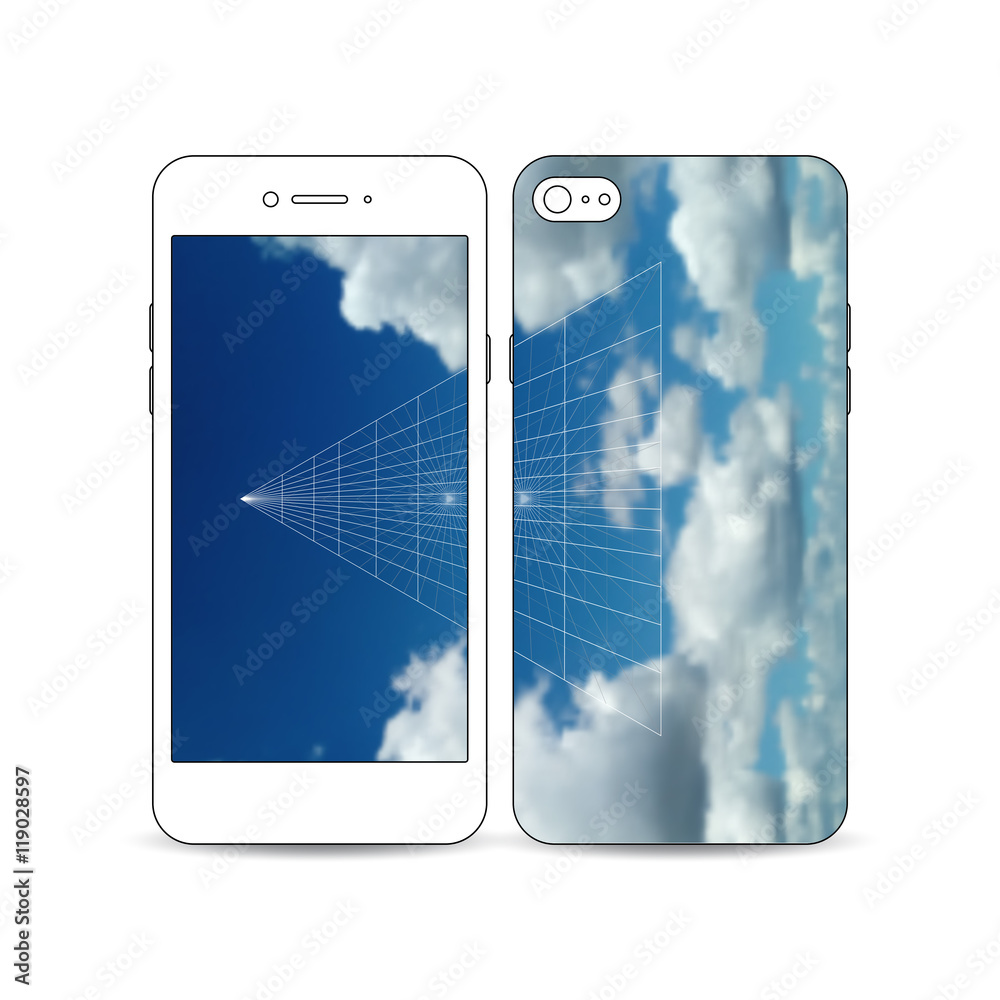 Mobile smartphone with an example of the screen and cover design ...