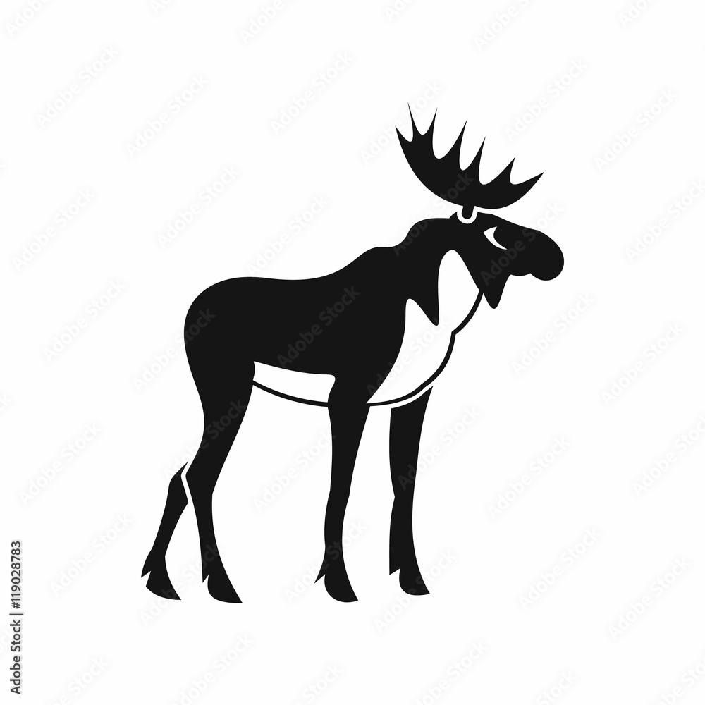 Moose icon in simple style isolated on white background. Animal symbol ...