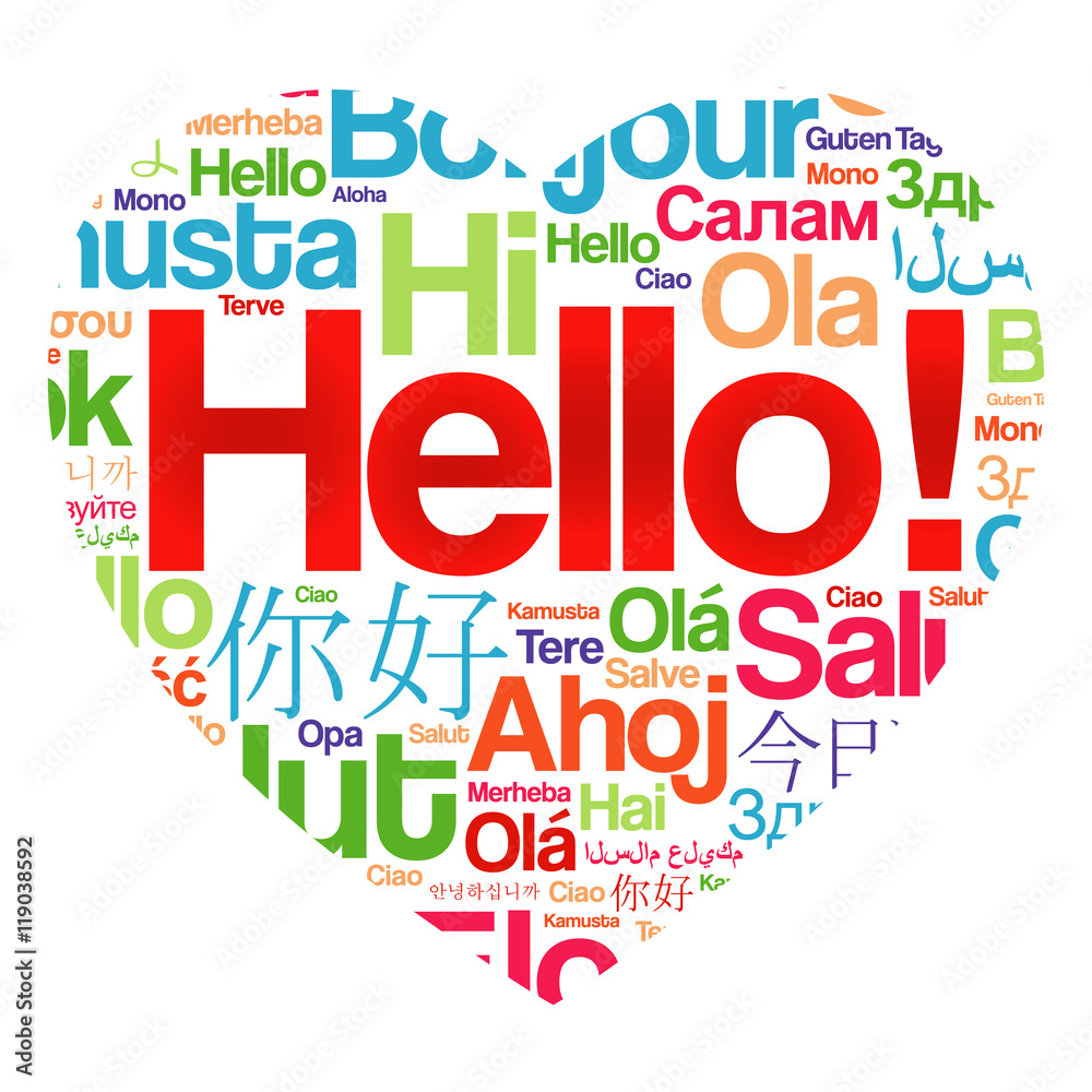 Hello Love Heart word cloud in different languages of the world ...