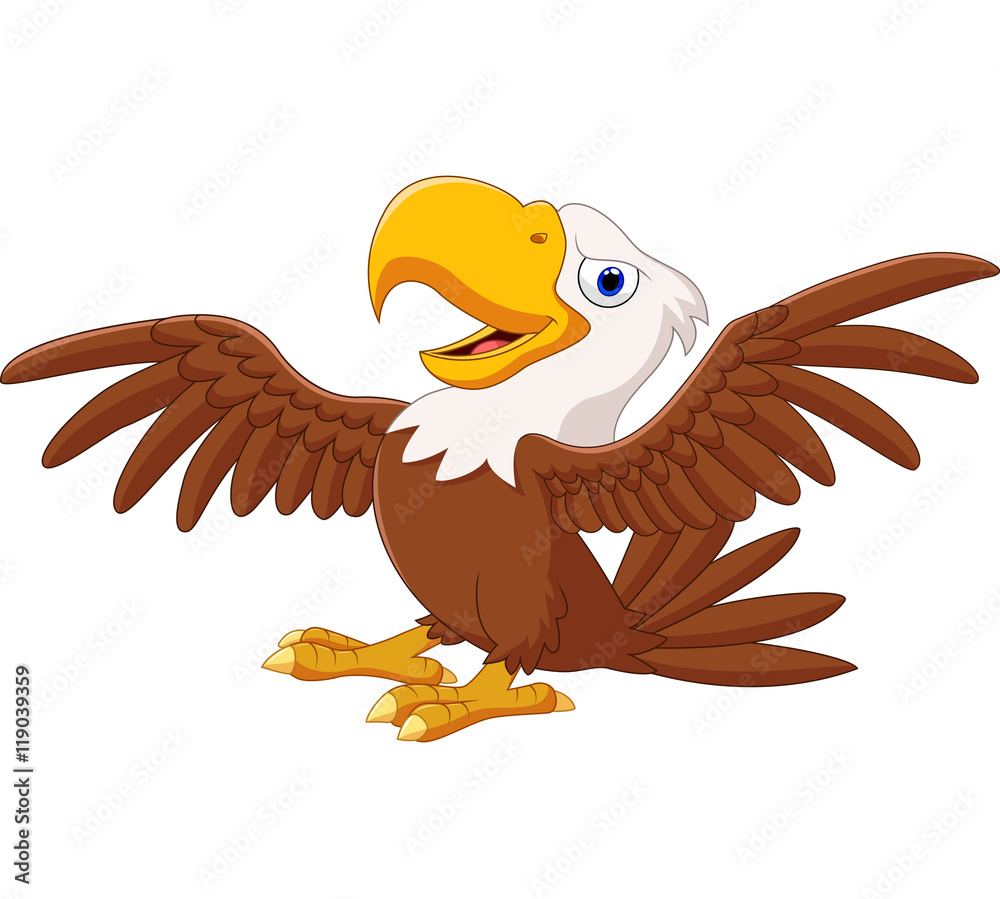 Cartoon funny eagle flying Stock Vector | Adobe Stock