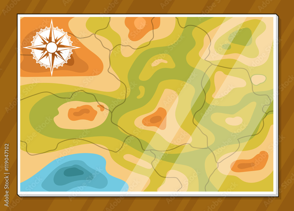 Illustration of a generic map with navigator Stock Vector | Adobe Stock