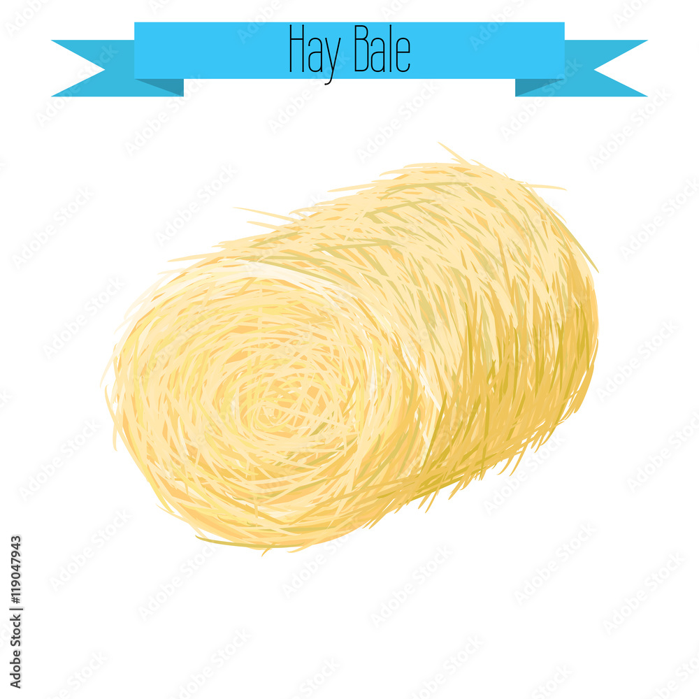 Hay bale vector illustration on white. Straw bale isolated. Stock ...