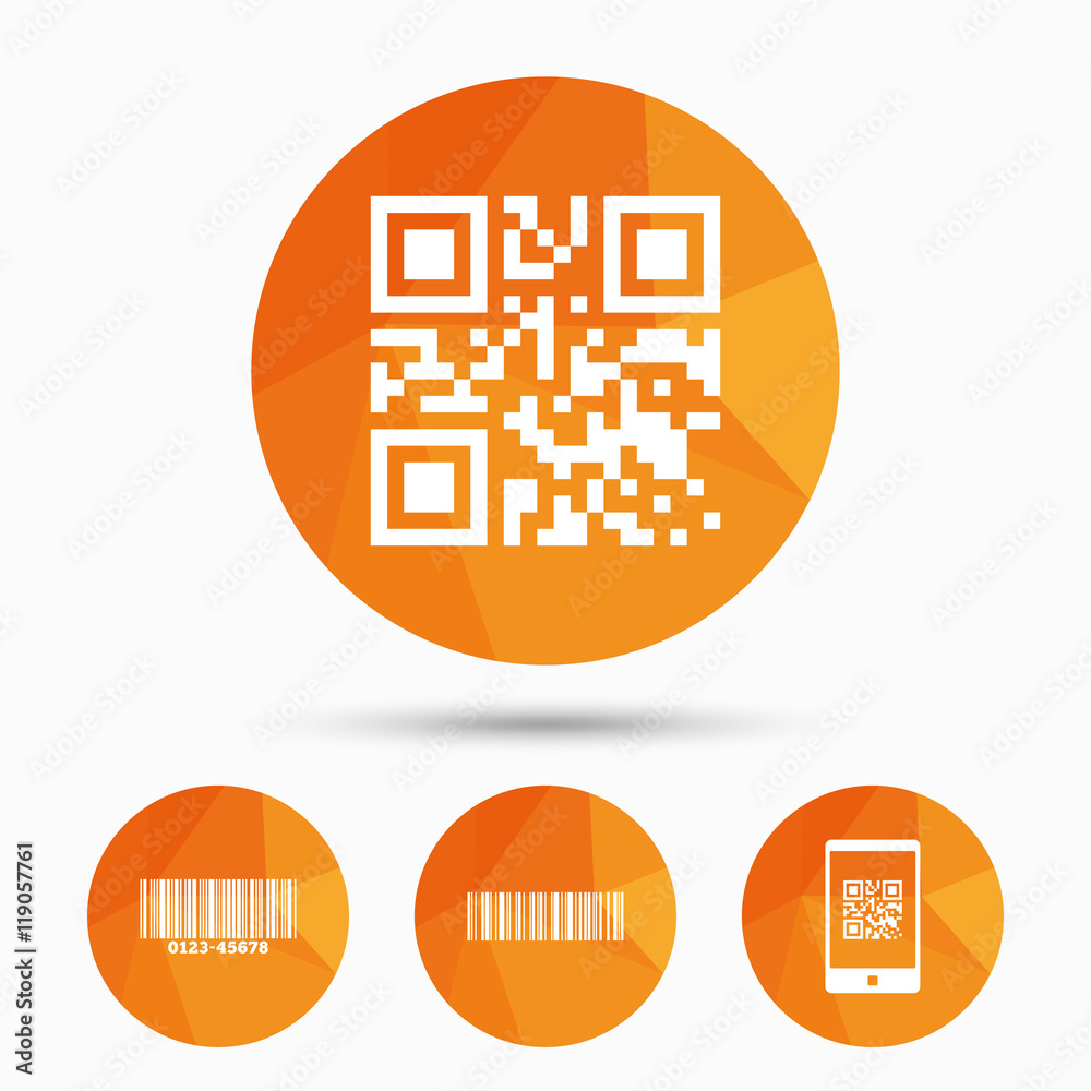 Bar and Qr code icons. Scan barcode symbol. Stock Vector | Adobe Stock