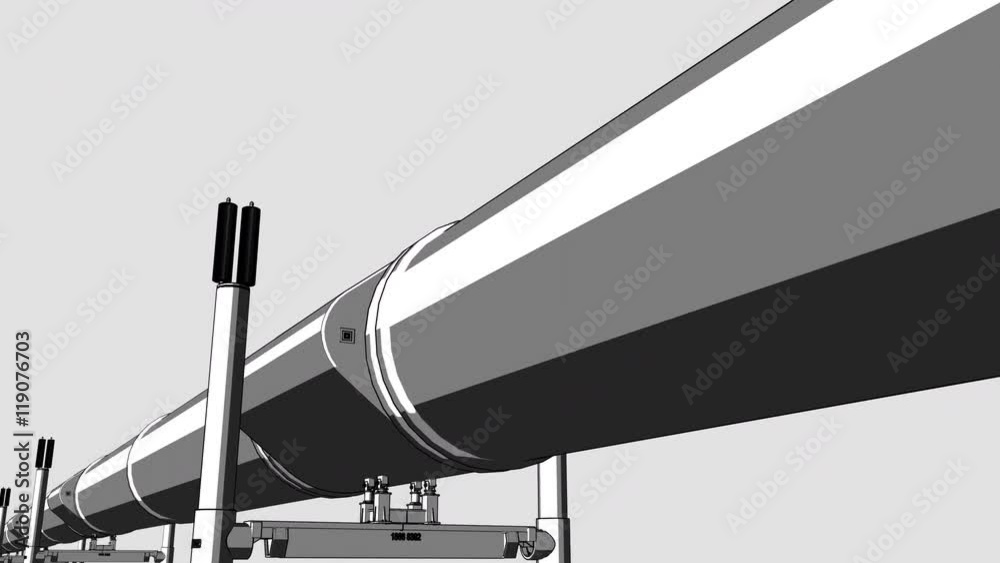 Cartoon black pipeline loop dolly CG animation for reports and ...