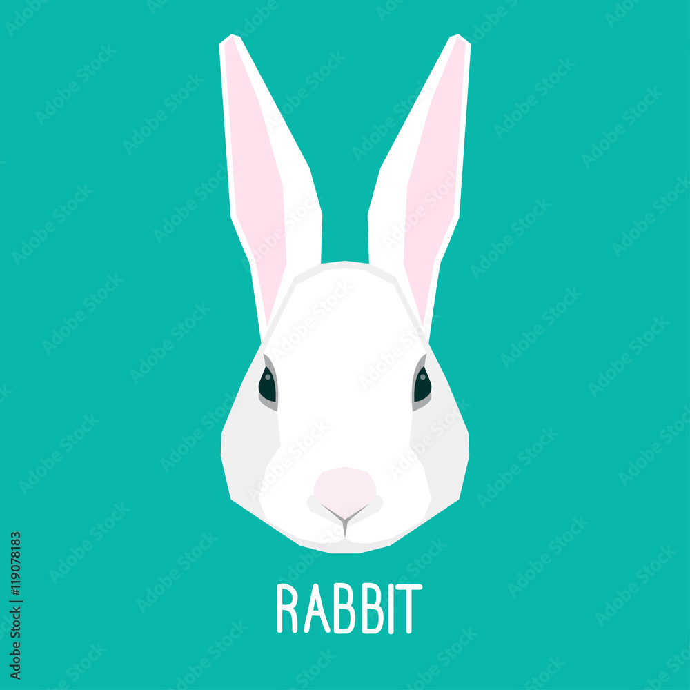 Cartoon white rabbit portrait Stock Vector | Adobe Stock