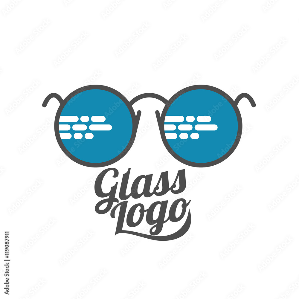 Glasses logo, vector illustration isolated on white background. Round ...