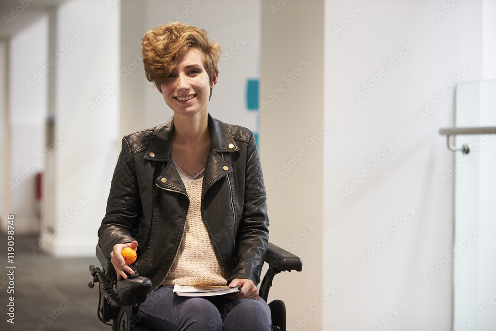 Disabled female university student smiling to camera Stock Photo ...