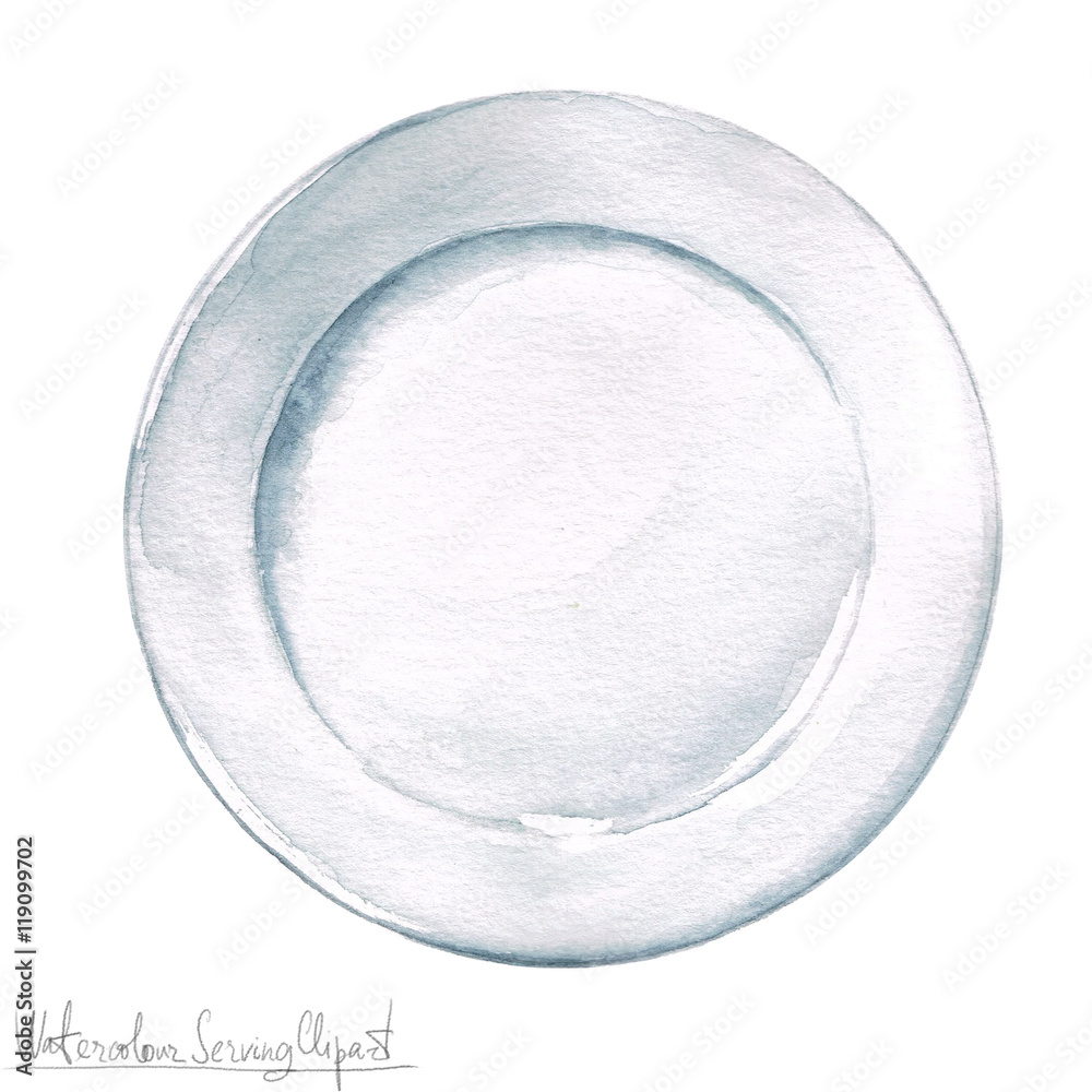 Watercolor Kitchenware Clipart - Plate Stock Illustration | Adobe Stock