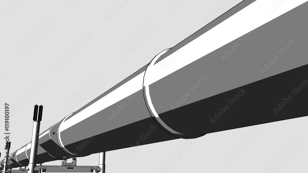 Cartoon black pipeline for reports and presentations, 3D rendering ...