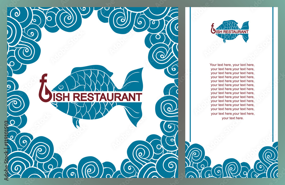 Menu for Fish Restaurant, Mediterranean Cuisine, Fish Logo, lunc Stock ...