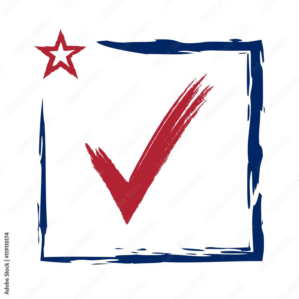 Presidential election USA sign with swoosh. Blue and red design on ...